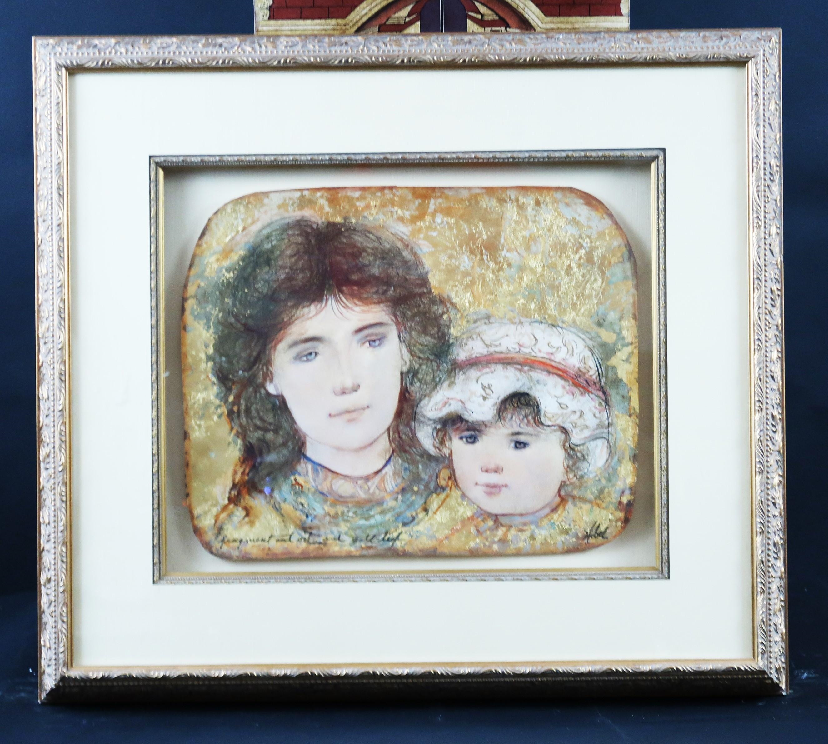 Edna Hibel | HIBEL EDNA FRAGMENT OIL & GOLD LEAF ORIGINAL SIGNED ...