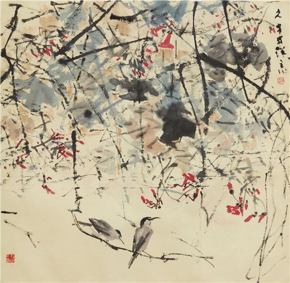 Chen Wen Hsi | Pair of birds under branches and flowers | MutualArt