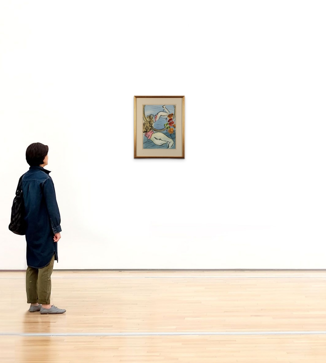 Edward Piper | A semi-nude woman laying before a mirror (1987) | MutualArt