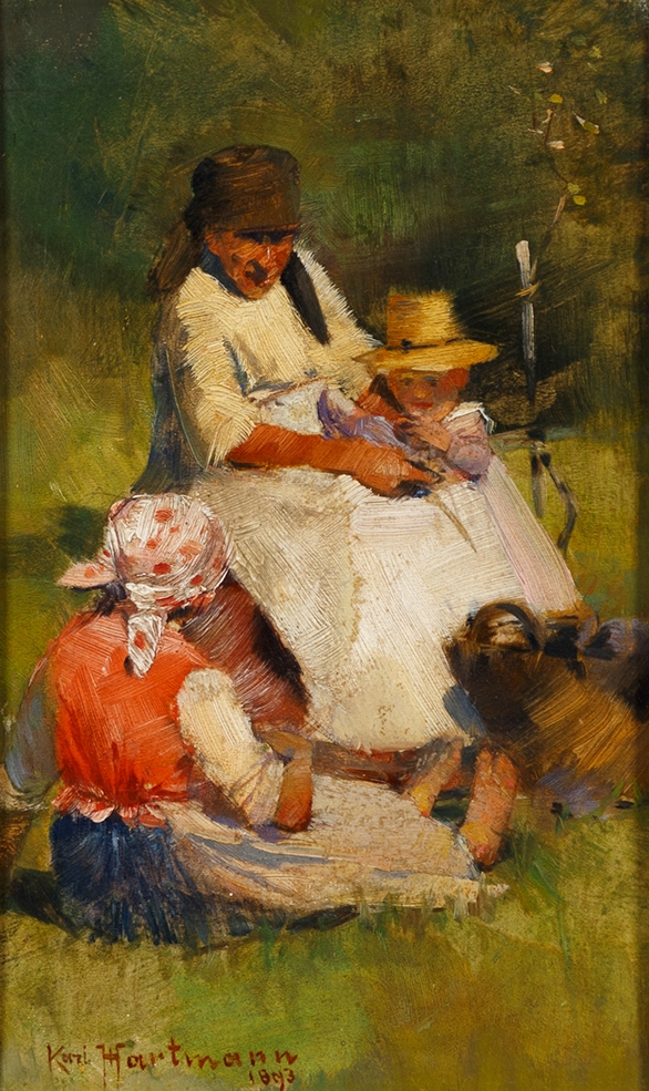 Karl Hartmann | Großmutter mit zwei Enkelkindern im sonnigen Licht ...