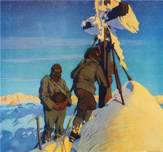 Otto Barth | Bergsteiger am Gipfelkreuz (1911) | MutualArt