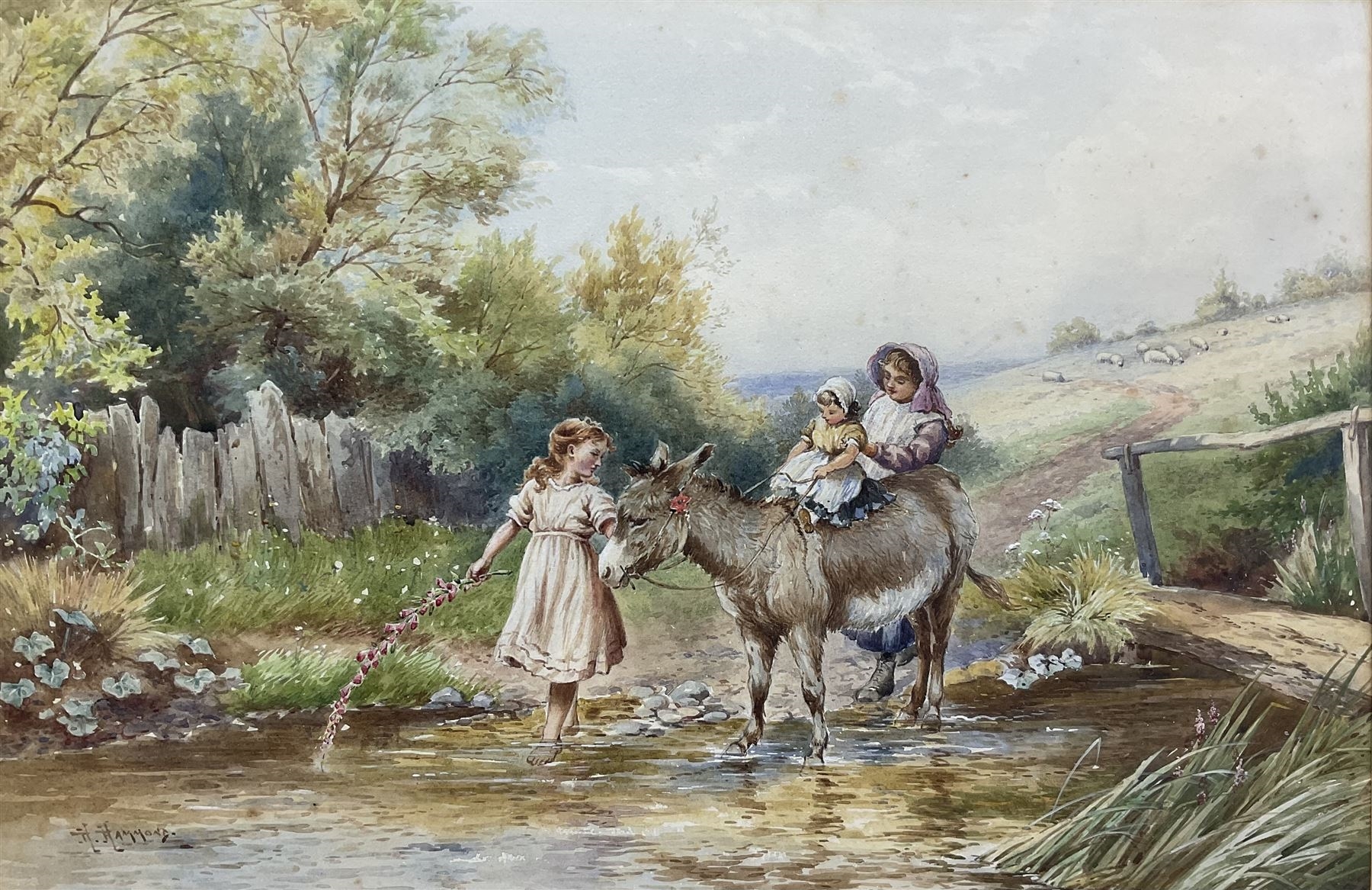 Horace Hammond | Children and Donkey in a Stream | MutualArt