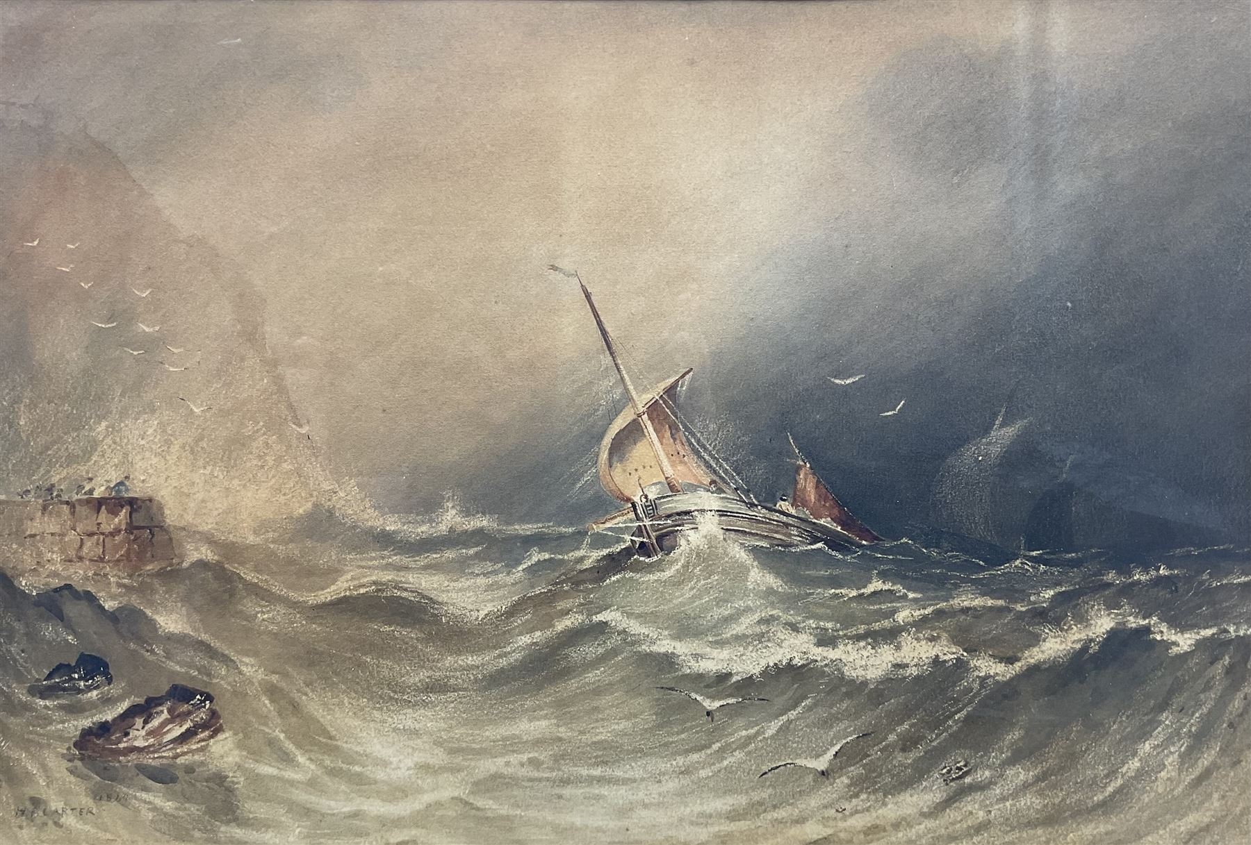 Henry Barlow Carter | Fishing Smack in Rough Seas | MutualArt