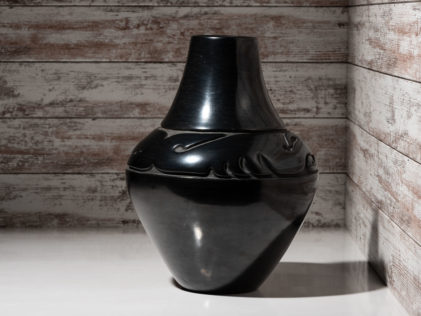 Margaret Tafoya | Carved Blackware Pottery Jar | MutualArt