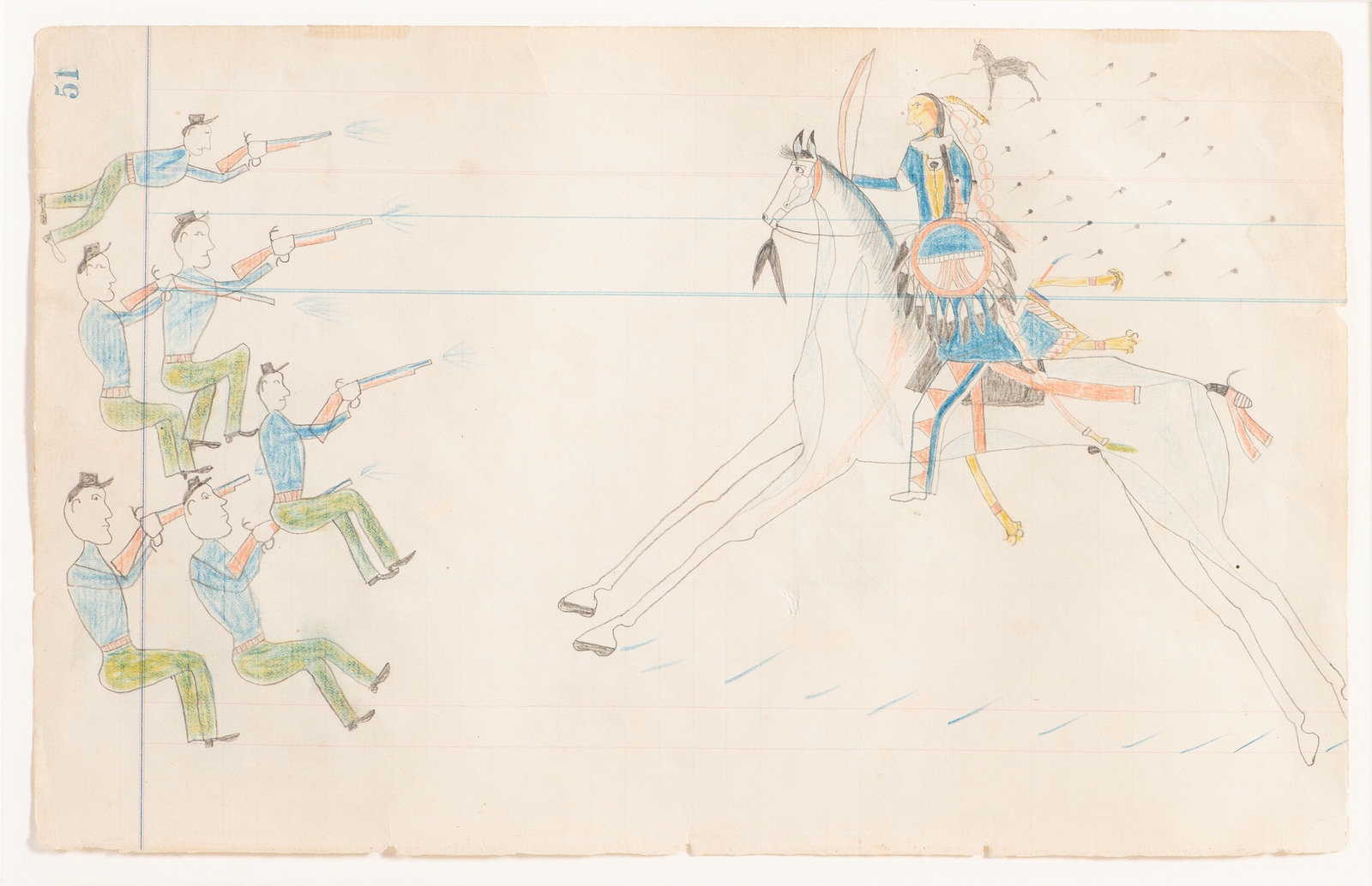 Native American School, 19th Century | Cheyenne Ledger Drawing | MutualArt