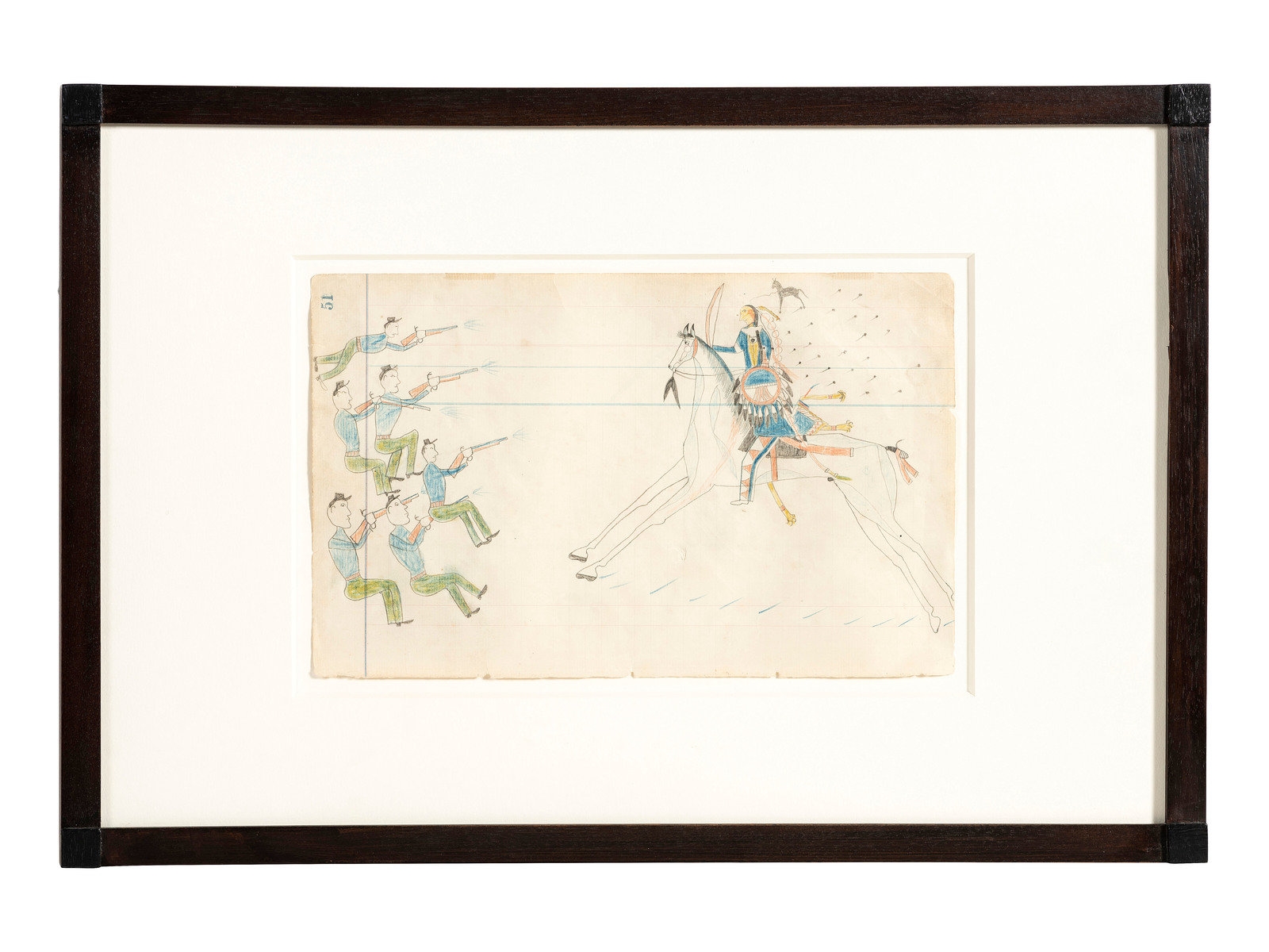 Native American School, 19th Century | Cheyenne Ledger Drawing | MutualArt