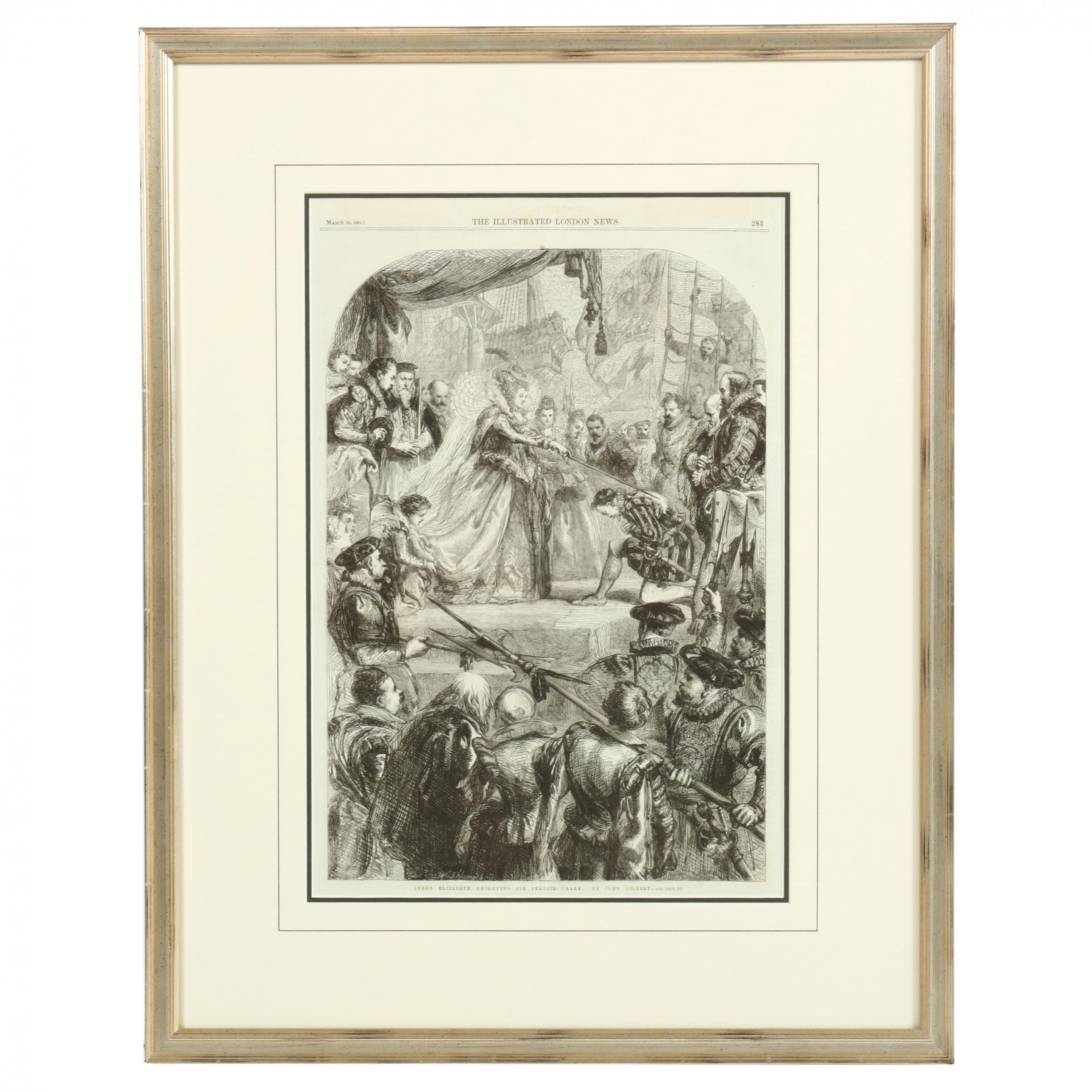 Sir John Gilbert | Queen Elizabeth Knighting Sir Francis Drake | MutualArt