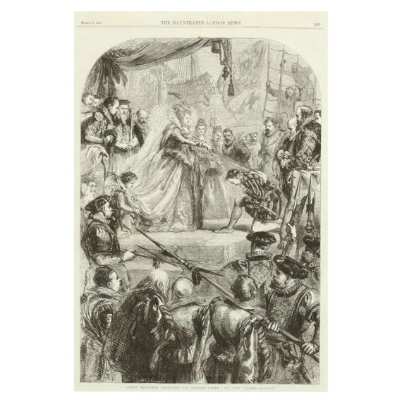 Sir John Gilbert | Queen Elizabeth Knighting Sir Francis Drake | MutualArt