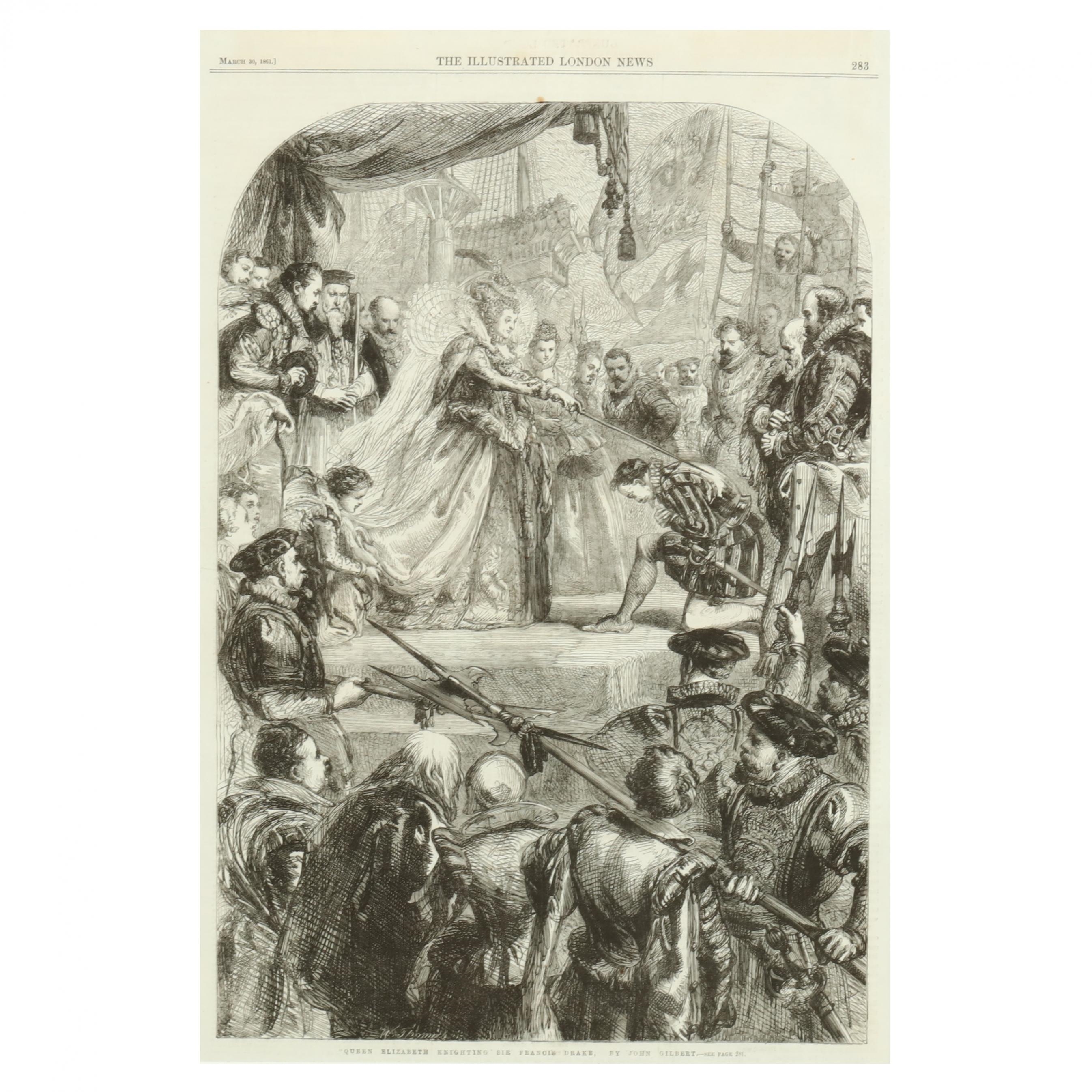 Sir John Gilbert | Queen Elizabeth Knighting Sir Francis Drake | MutualArt