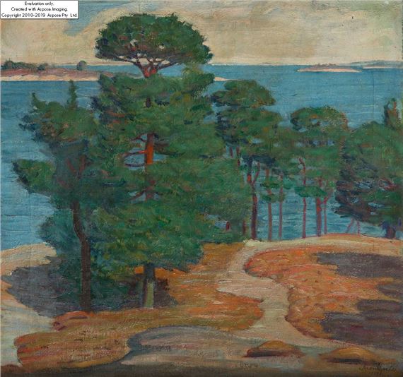 Aron Gerle | Pine trees by the sea (1917) | MutualArt