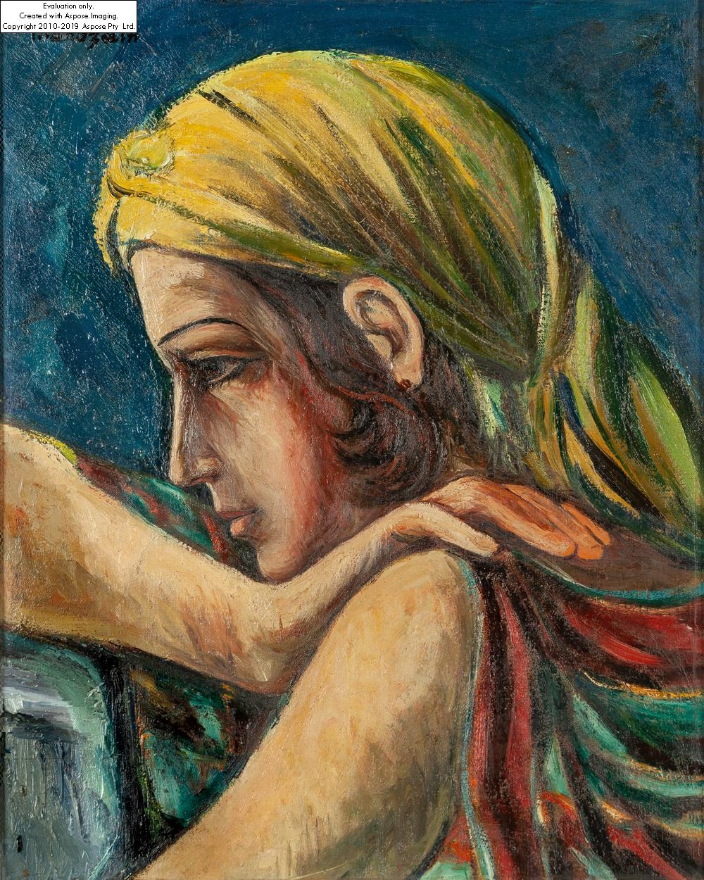 Simon Mondzain | Portret kobiety w żółtym zawoju | MutualArt