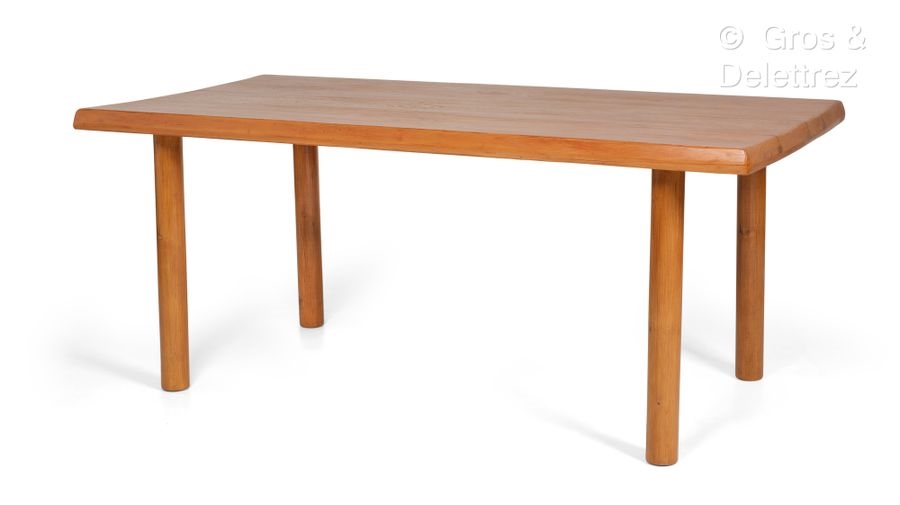 Charlotte Perriand | Larch wood dining table with rectangular top ...