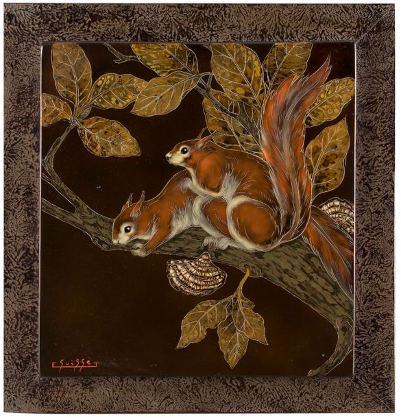 Gaston Suisse | Red squirrels in a tree | MutualArt