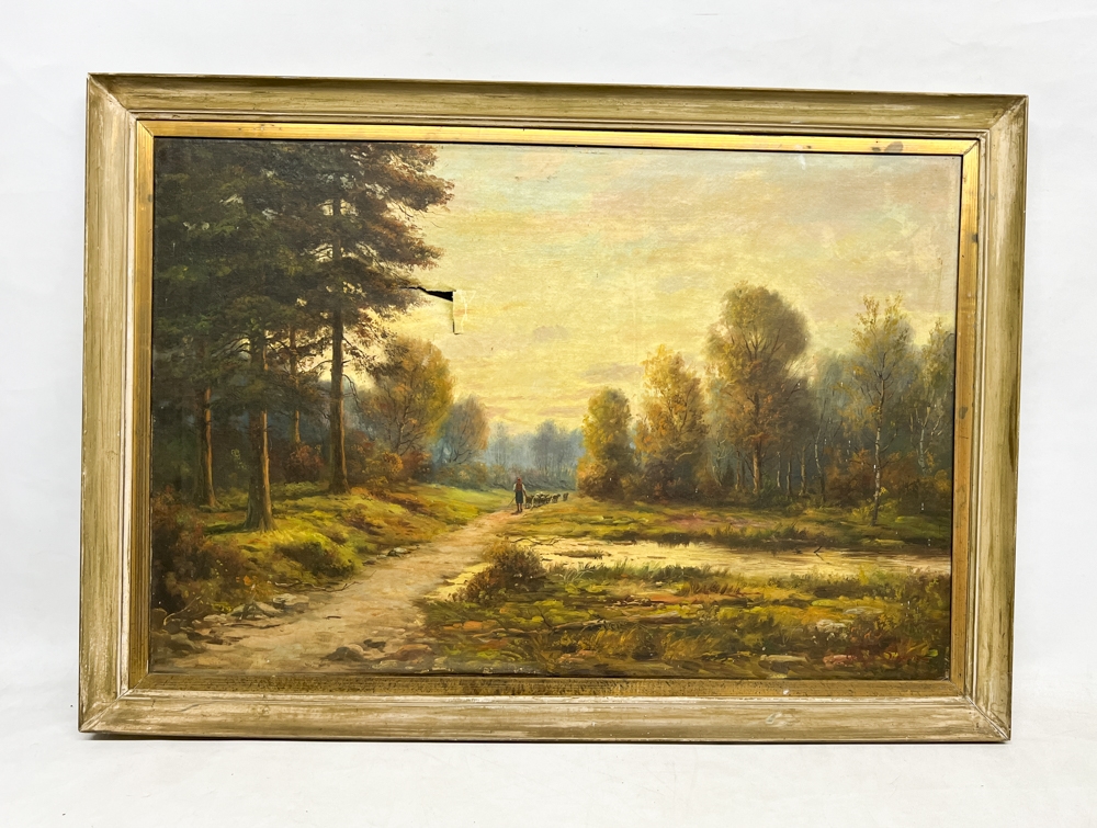 George Simon | Paisaje con campesina y ovejas | MutualArt