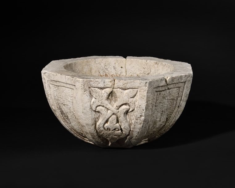 French School, 18th Century | Octagonal stone stoup. | MutualArt