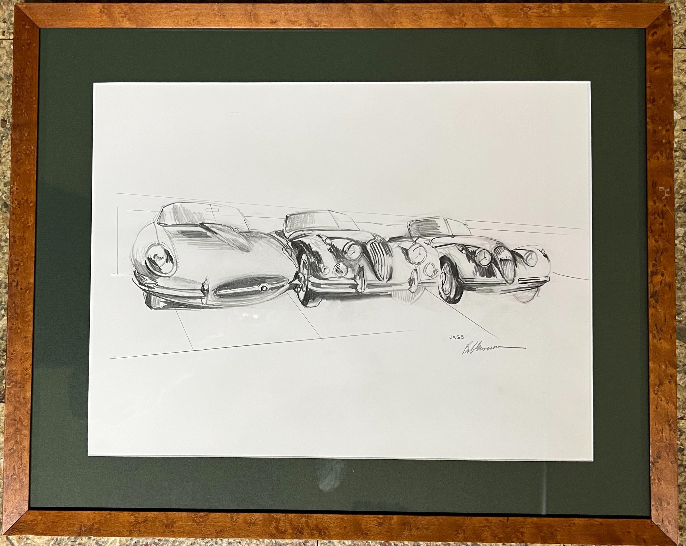 Bob Grossman | Bob Grossman original Jaguar pencil sketch | MutualArt