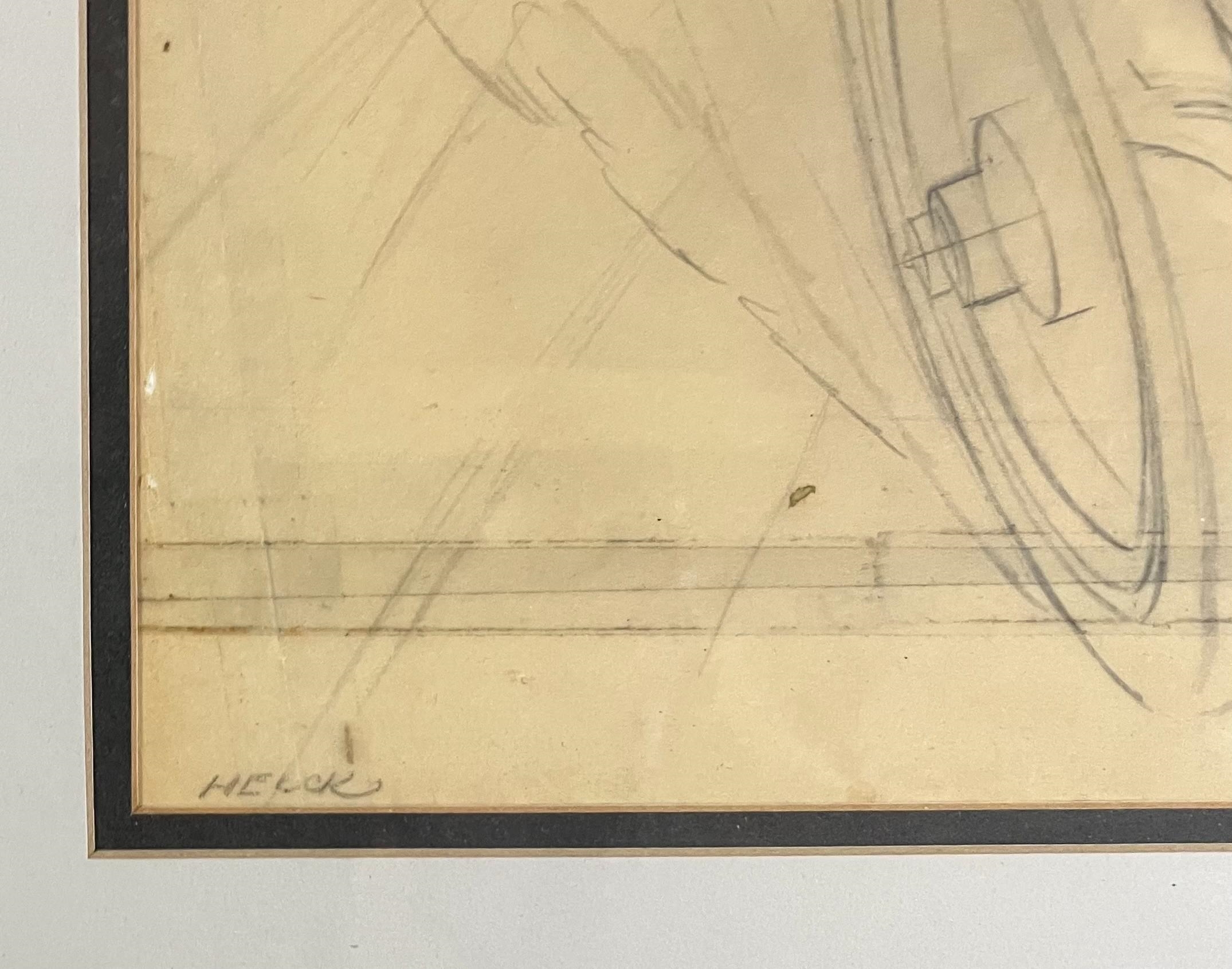 Peter Helck | Peter Helck signed large pencil sketch | MutualArt