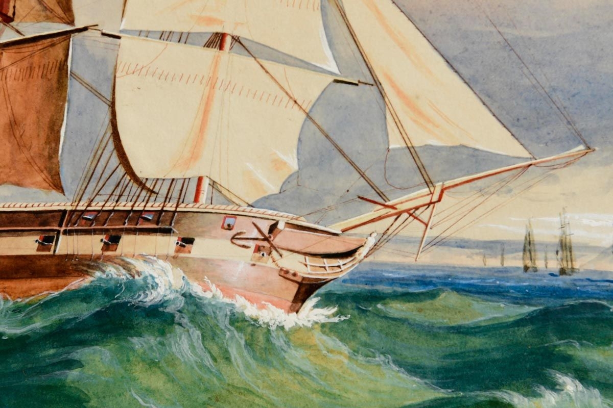 Peter Richard Atkinson | Naval Frigate at the Entrance to Cork Harbour (1863) (1863) | MutualArt