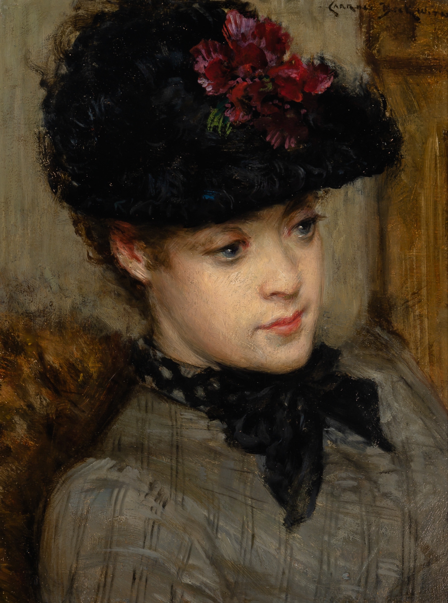 James Carroll Beckwith | The Old Pier Glass (Circa 1900) | MutualArt