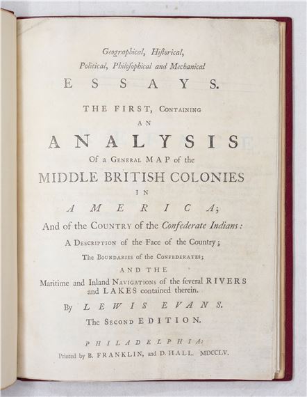 Lewis Evans | Evans Map of the British Colonies in America, 1755 ...