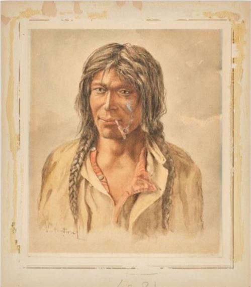 William Armstrong | Portrait of a native man with pipe | MutualArt