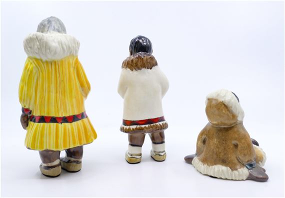 Zion | 3pc C. Alan Johnson Eskimo Family Ceramic Figurines 3.5'' to 6 ...