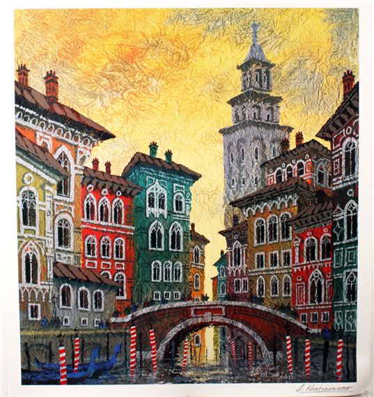 Anatole Krasnyansky | ANATOLE KRASNYANSKY VENICE YELLOW SUNSET SIGNED ...