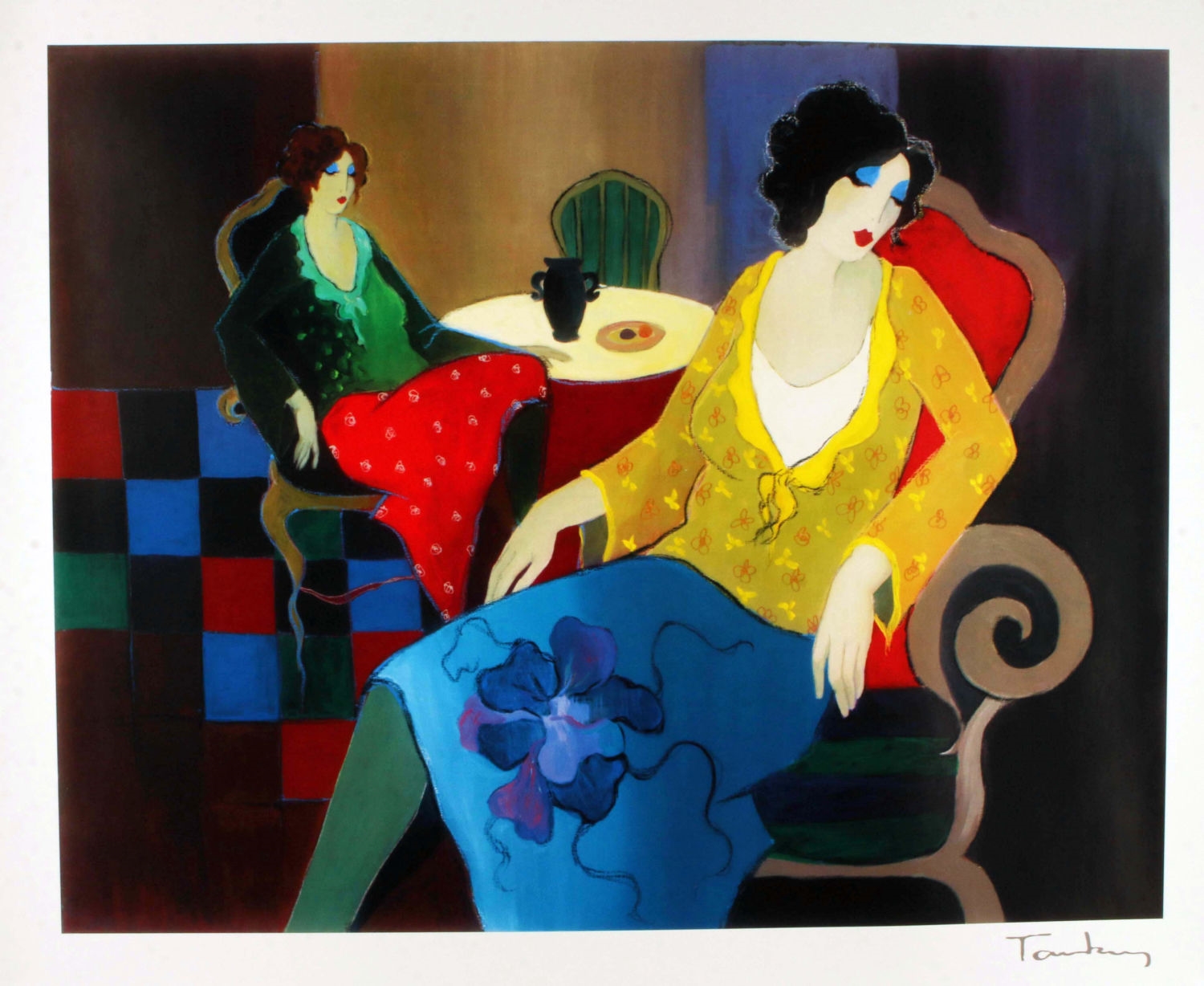 Itzchak Tarkay | ITZCHAK TARKAY LITTLE ROUND TABLE #7 SIGNED | MutualArt