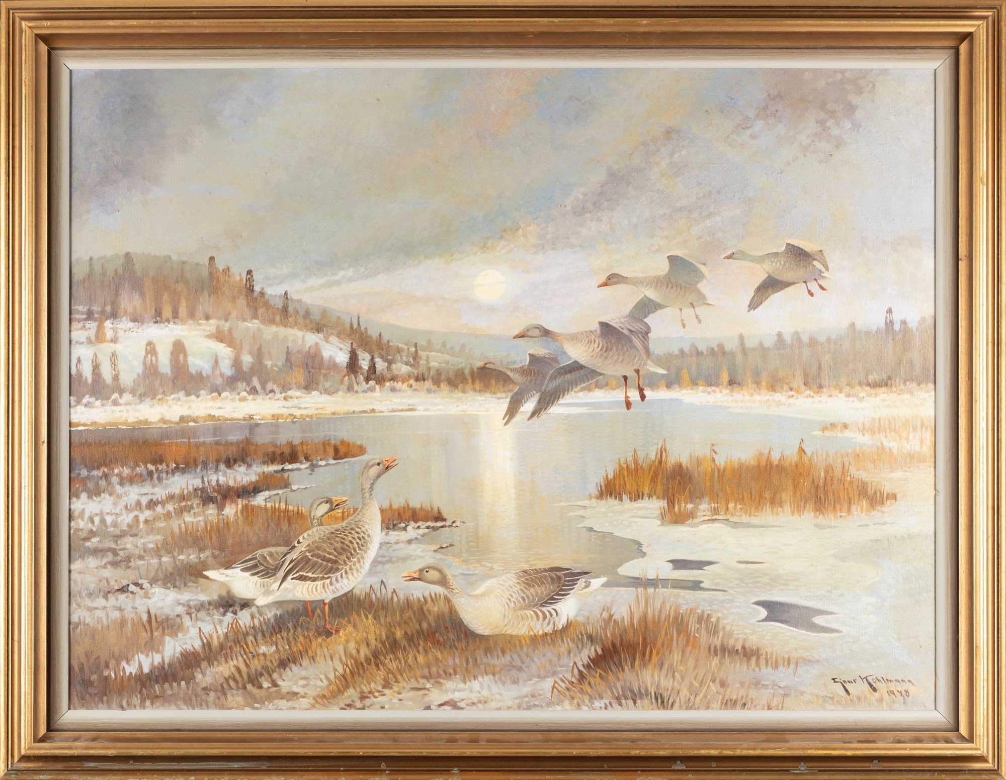 Ejnar Kohlmann | Greylag gooses (1948) | MutualArt
