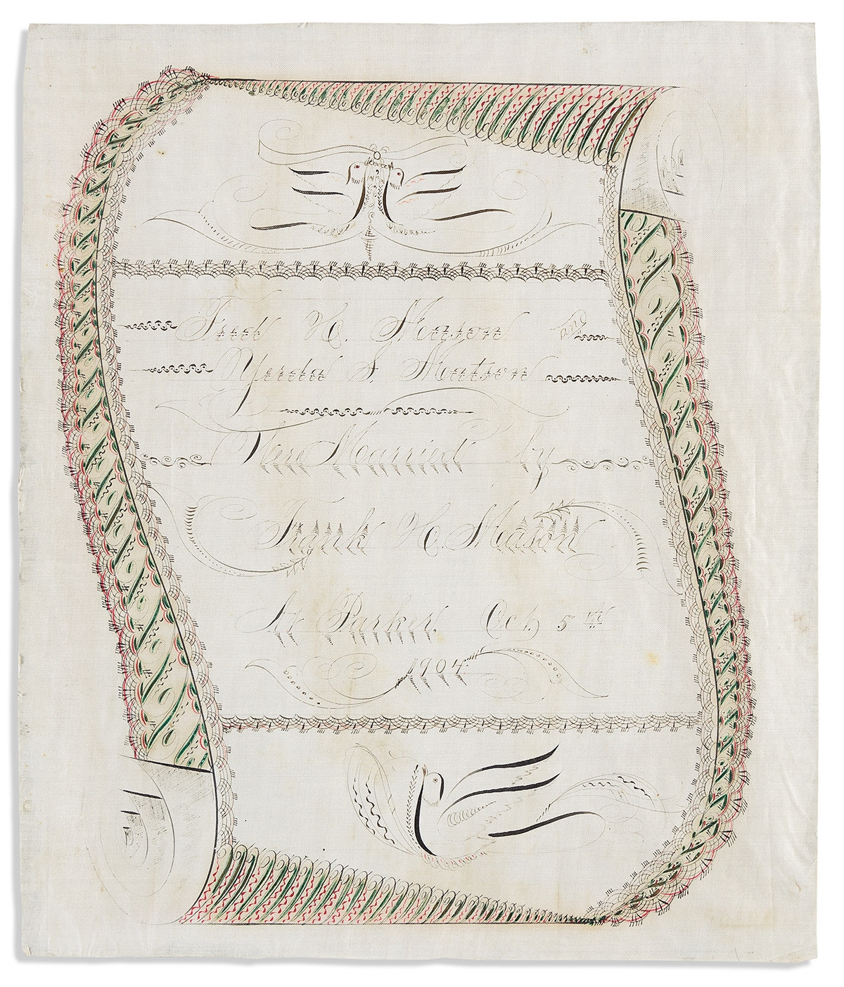 Frank Warner | (MORMONS.) Calligraphic marriage certificate drawn by ...