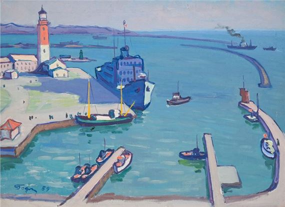 Ivan Ivanowvitch Godlevsky | Boats at the quay (1959) | MutualArt