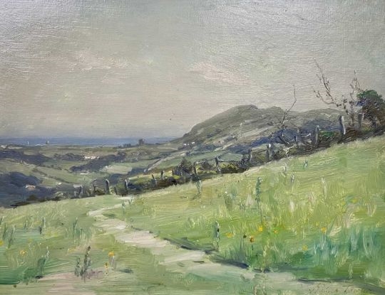 Robert Fowler | Rolling landscape with the coast to the background ...