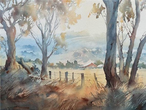 Judith Roberts | JUDITH ROBERTS WATERCOLOUR - MOONBI RANGE LANDSCAPE ...