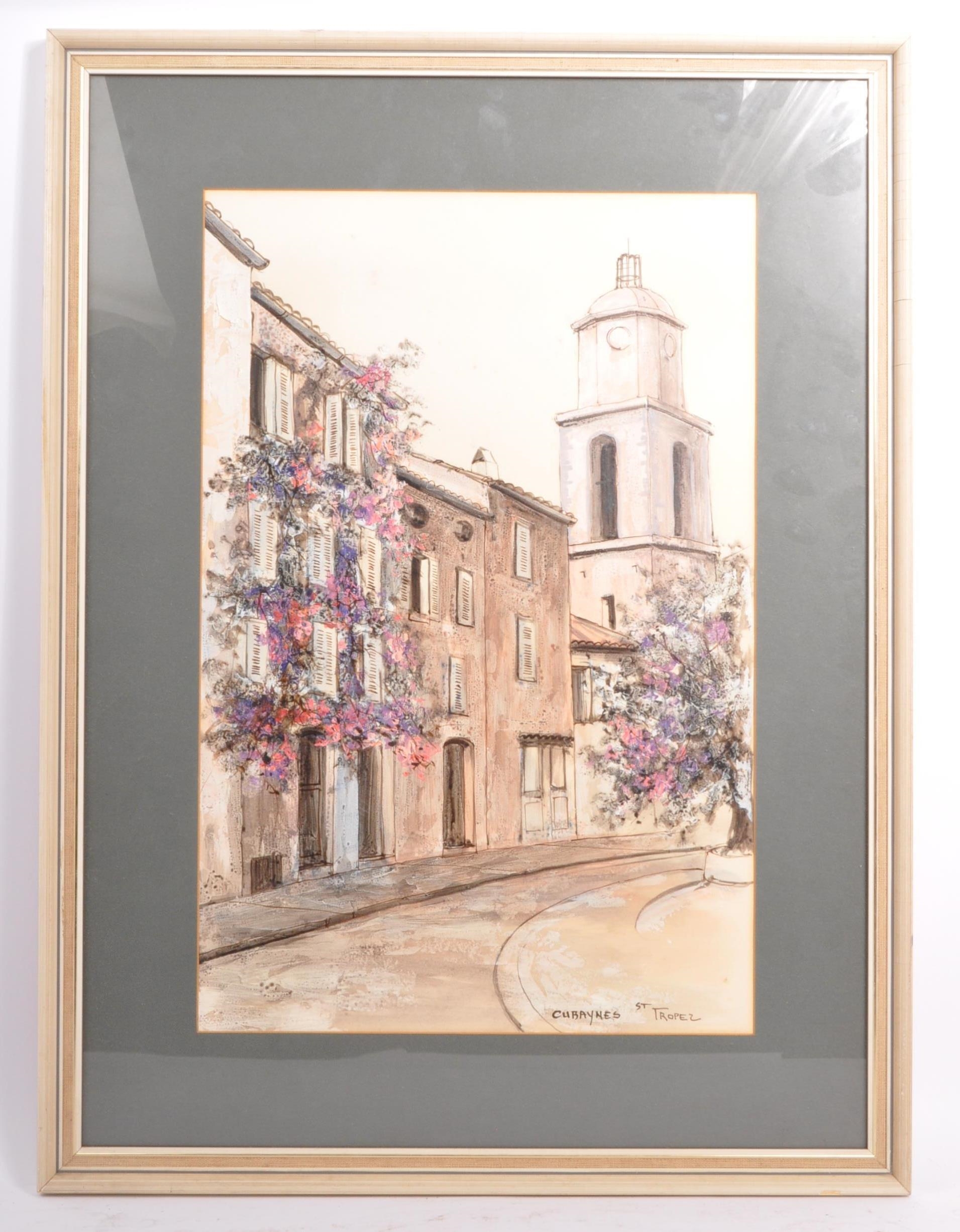Jean Claude Cubaynes | a street in St Tropez with trees in blossom ...