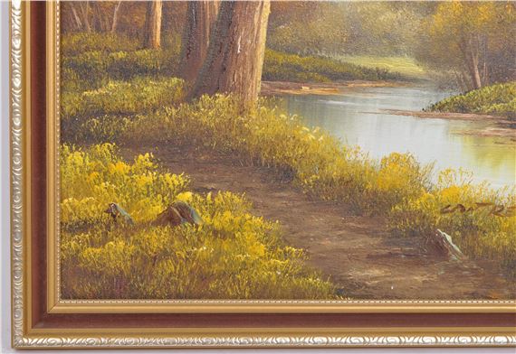 Phillip Cantrell | a countryside scene with river & trees | MutualArt