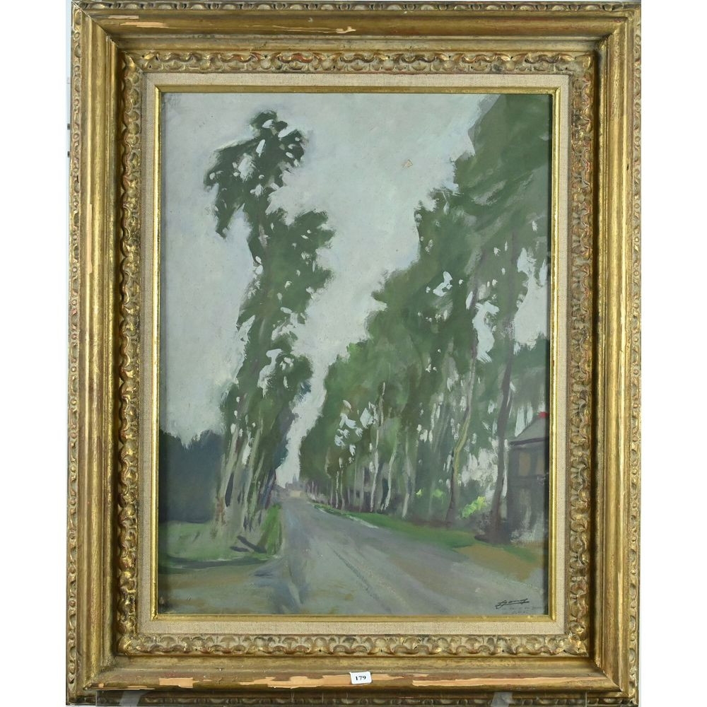 Lucien Jonas | Paysage à la route et aux arbres | MutualArt