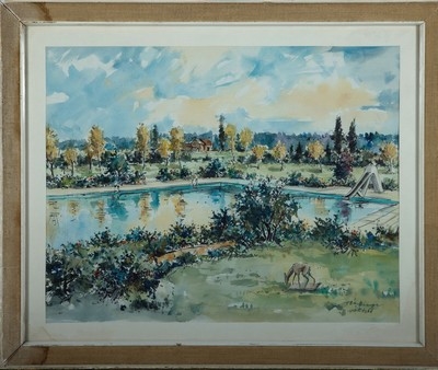 Heiner Deege | Palatinate landscape with swimming pool (66) | MutualArt