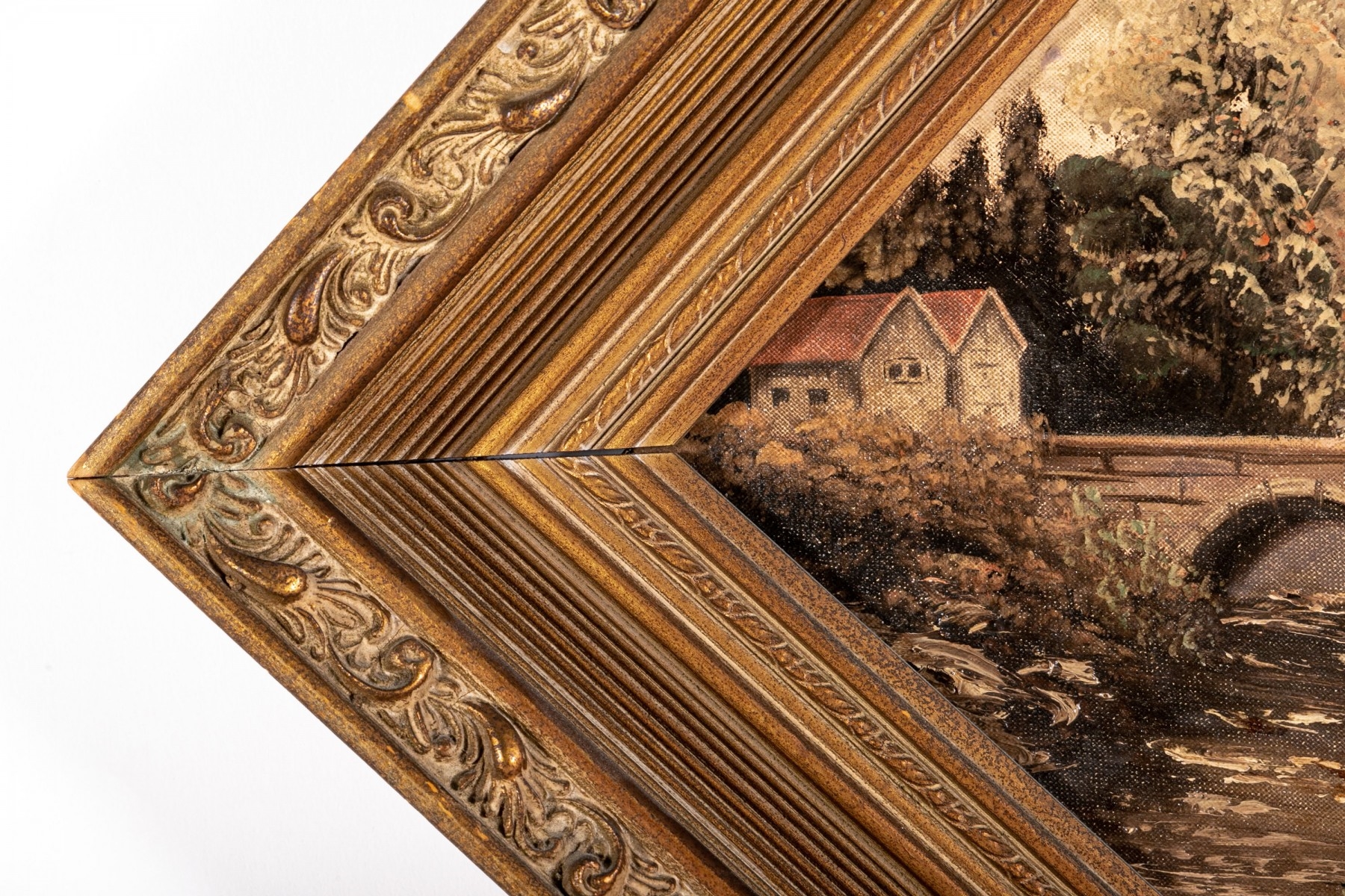 Joseph Collazzi | Depicting a white cottage with a red roof next to a ...