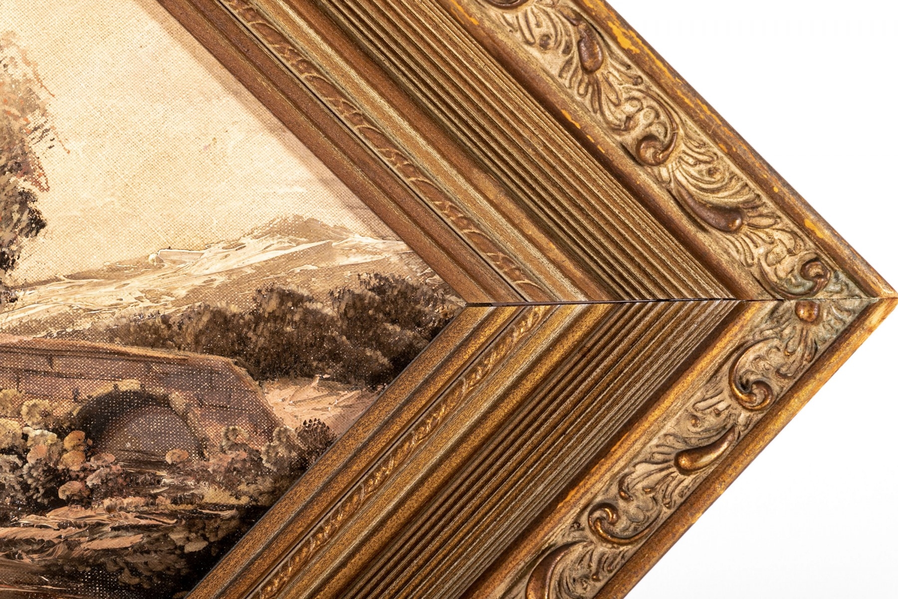 Joseph Collazzi | Depicting a white cottage with a red roof next to a ...