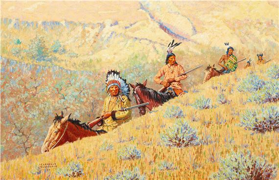Clarence Ellsworth | Native American Scouts Riding in a Western ...