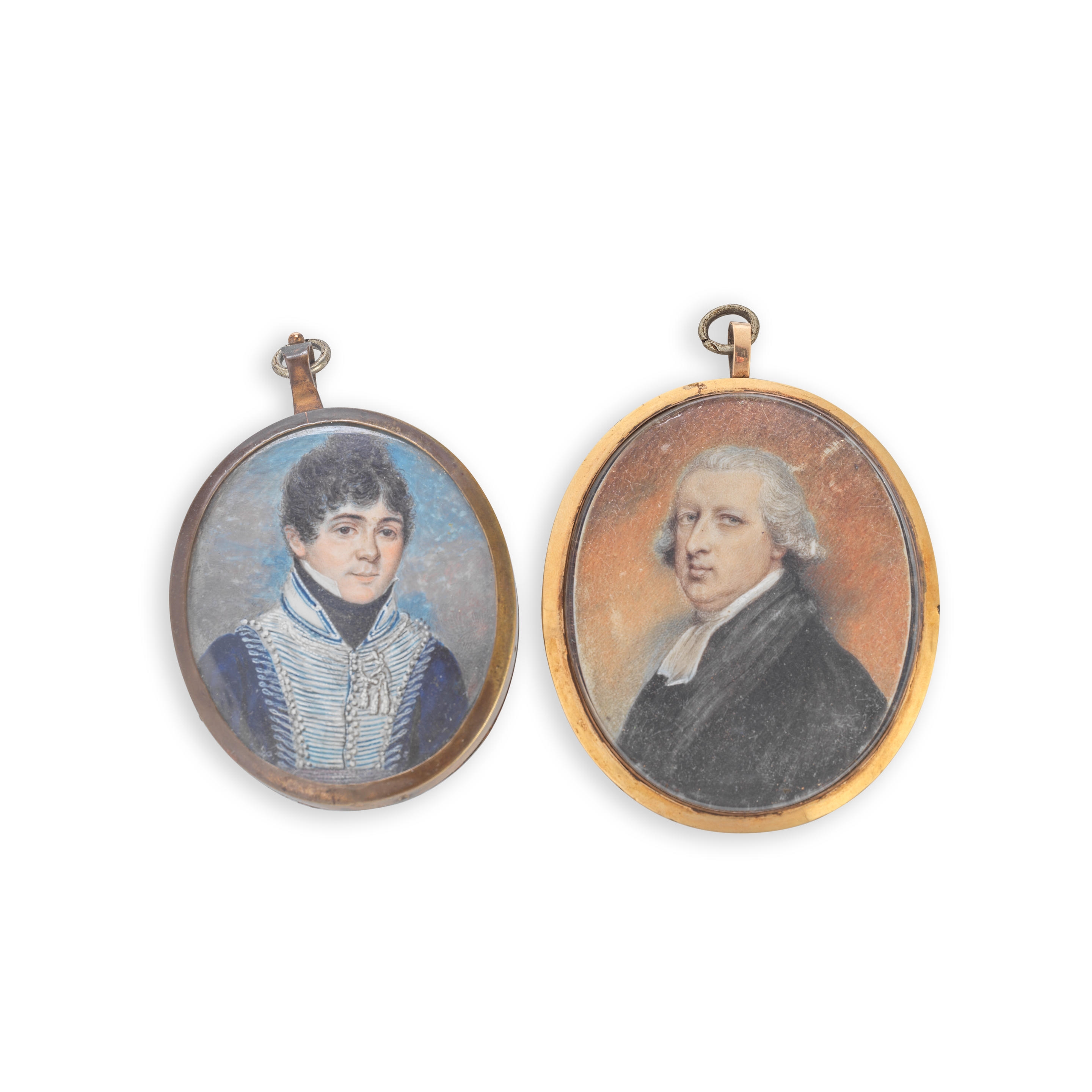 Henry Jacob Burch Jr. | Oval portrait miniatures of a cleric and an ...