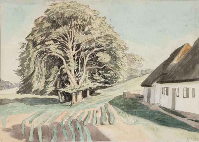 Jens Ferdinand Willumsen | Store Træer ved et Bondehus (1906) | MutualArt