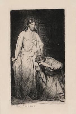 Carl Bloch | Christ and the doubting Thomas (1885) | MutualArt