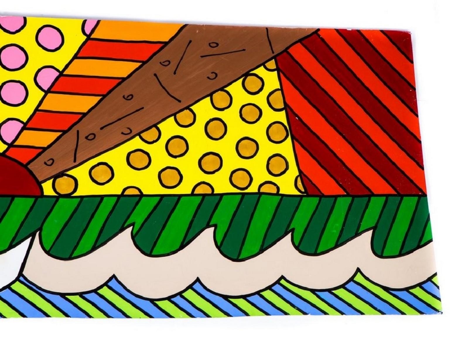 Romero Britto | ORIGINAL HUGE ROMERO BRITTO OIL PAINTING ON BOARD ...