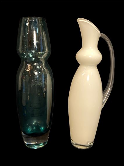 Orrefors | White Pitcher WATERFORD Smokey Blue Vase | MutualArt