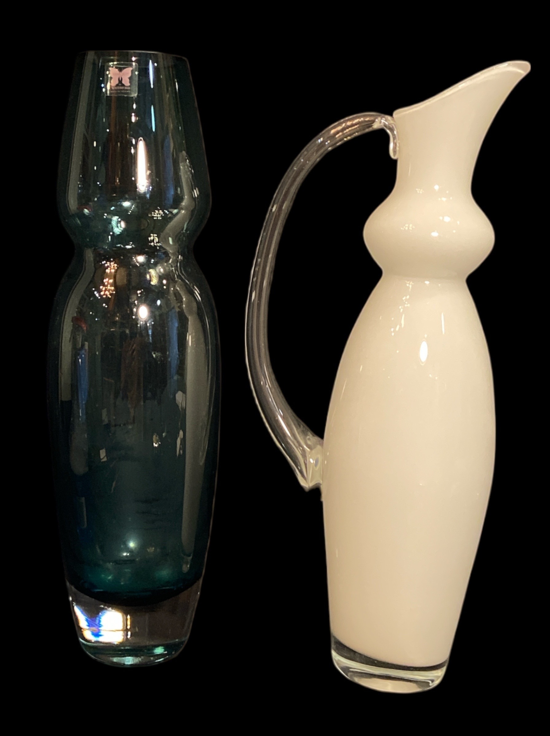 Orrefors | White Pitcher WATERFORD Smokey Blue Vase | MutualArt