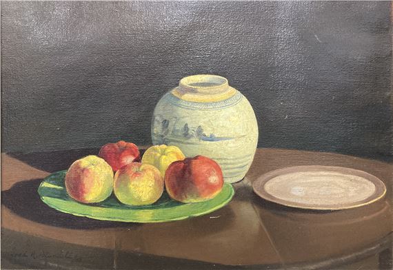 Alfred Blondel | Still life with Chinese ginger jar and apples | MutualArt