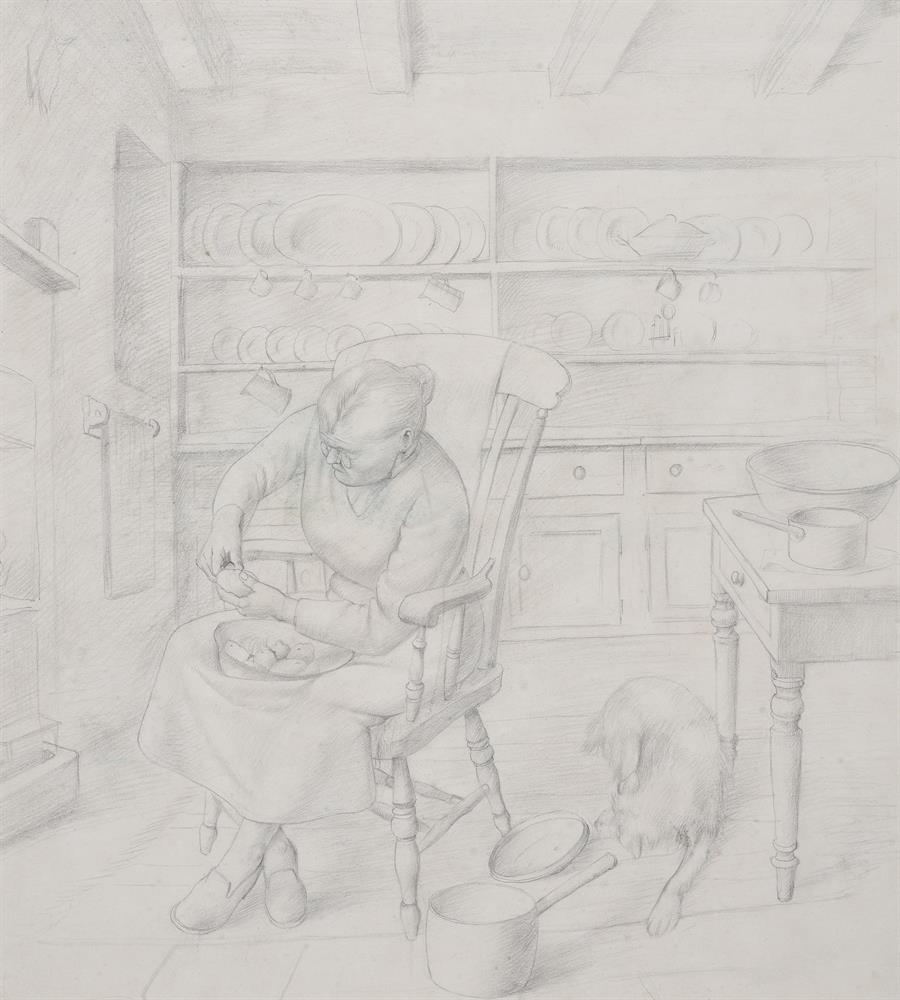 Stanley Cornwell Lewis | THE ARTIST'S MOTHER PEELING POTATOES | MutualArt
