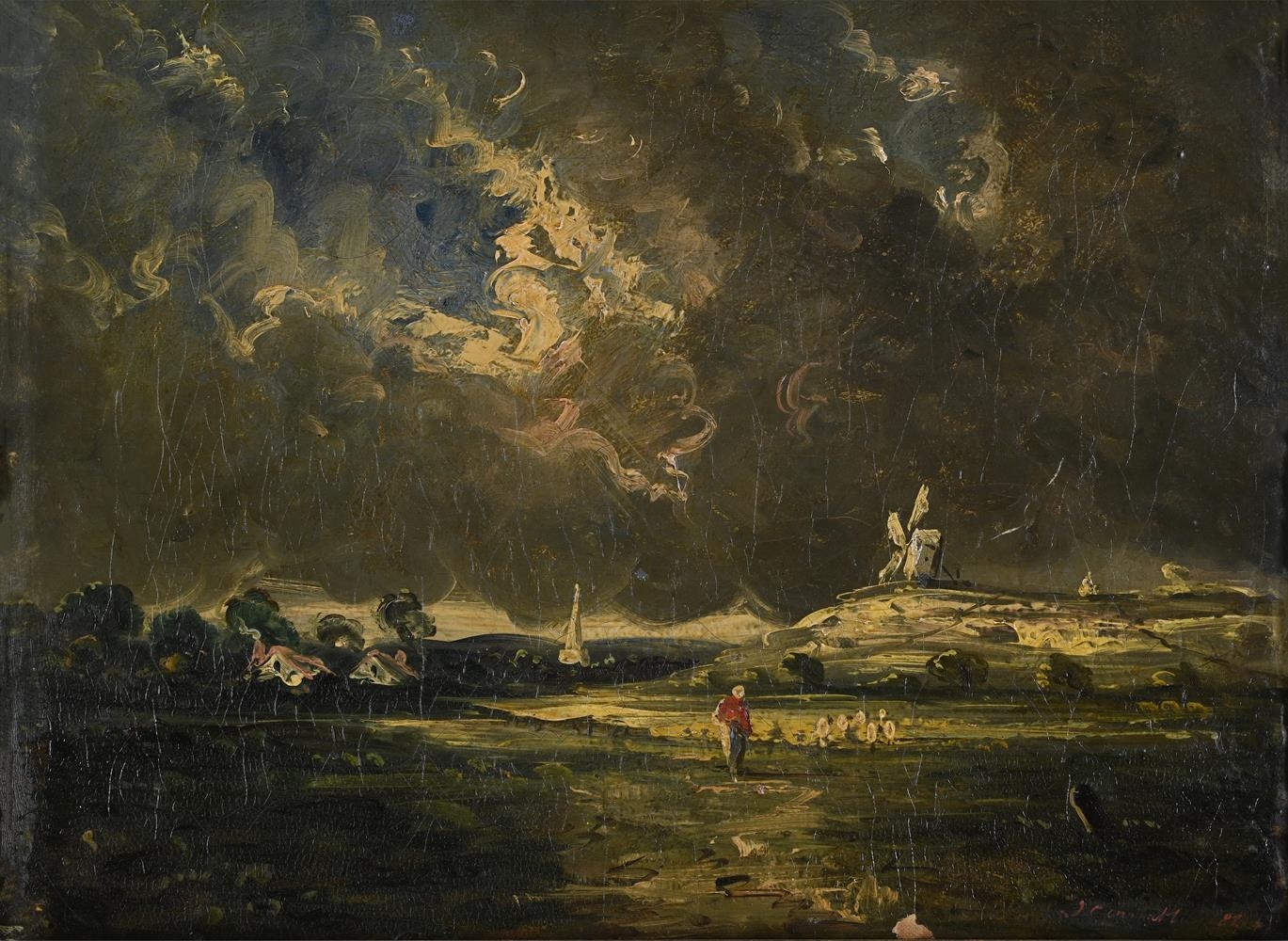 John Constable | SUFFOLK LANDSCAPE WITH WINDMILL AND CHURCH (1821 ...