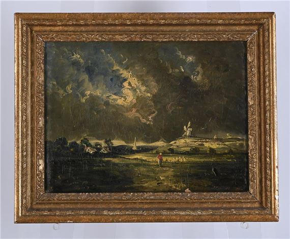 John Constable | SUFFOLK LANDSCAPE WITH WINDMILL AND CHURCH (1821 ...